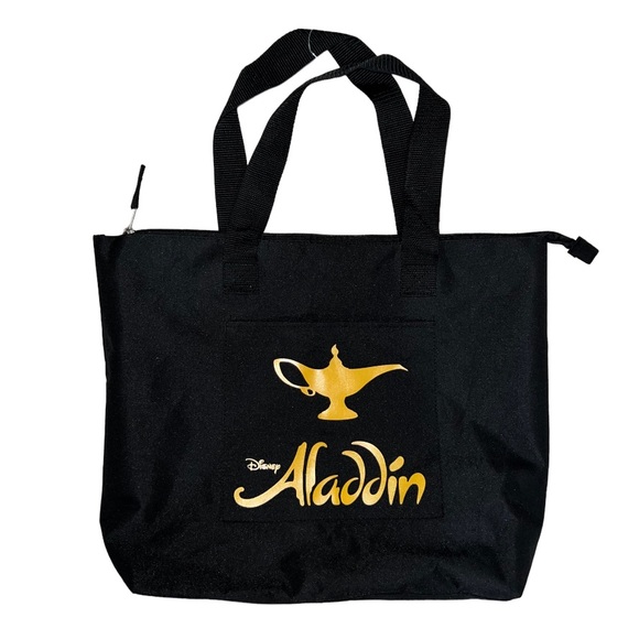 Disney | Bags | Disneys Aladdin Zip Top Tote Bag Genie Lamp Black ...